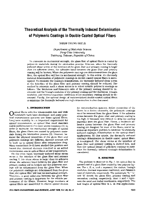 (PDF) Theoretical analysis of the thermally induced delamination of ...