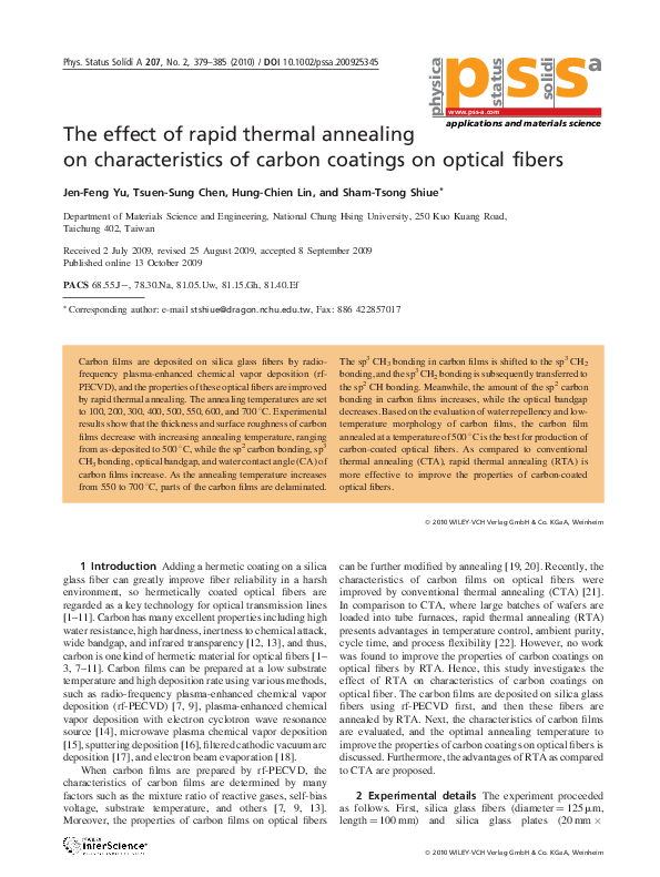 (PDF) The effect of rapid thermal annealing on characteristics of ...