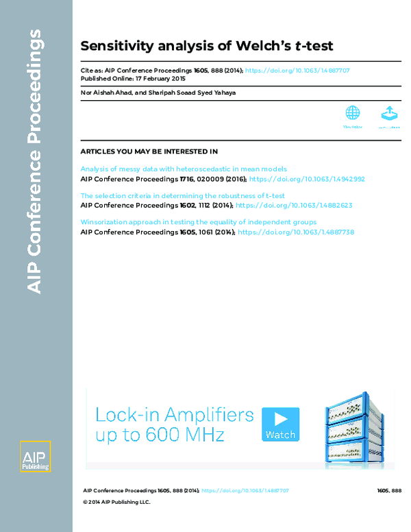 (PDF) Sensitivity analysis of Welch’s t-test