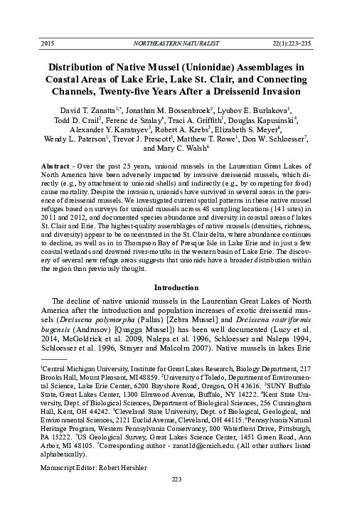 (PDF) Distribution of Native Mussel (Unionidae) Assemblages in Coastal ...