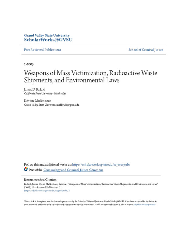 (PDF) Weapons of Mass Victimization, Radioactive Waste Shipments, and ...