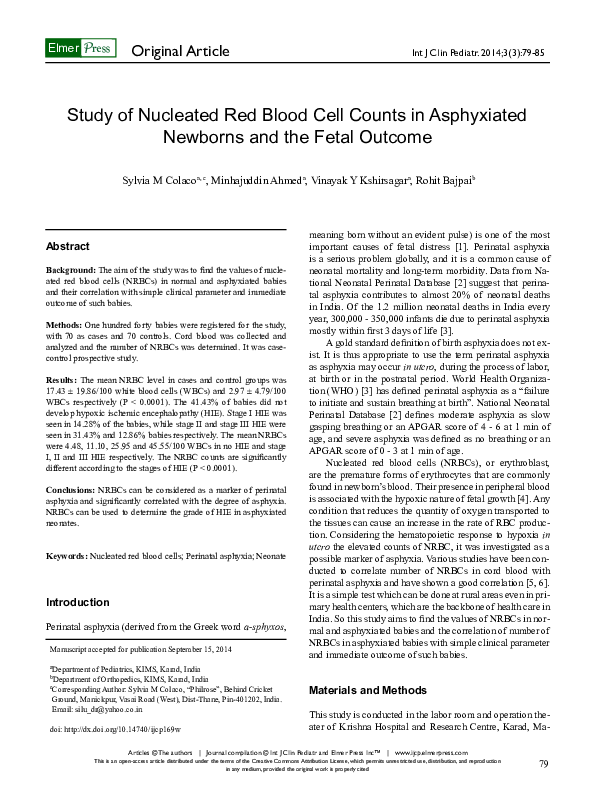 The Clinical Relevance Of Nucleated Red Blood Cell Counts – WDXO