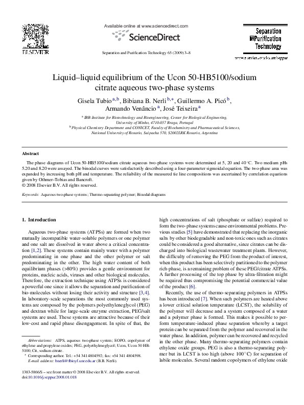 (PDF) Liquid–liquid equilibrium of the Ucon 50-HB5100/sodium citrate ...