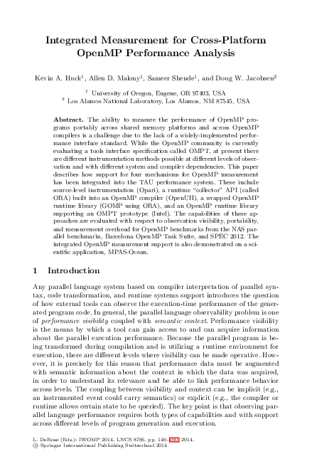 (PDF) Integrated Measurement for Cross-Platform OpenMP Performance Analysis