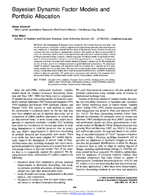 (PDF) Bayesian dynamic factor models and portfolio allocation