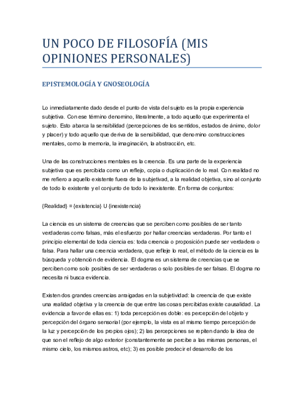 (DOC) UN POCO DE FILOSOFÍA (MIS OPINIONES PERSONALES)