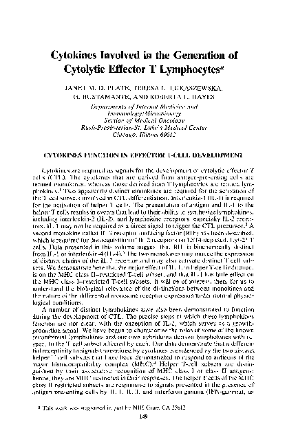 (PDF) Cytokines Involved in the Generation of Cytolytic Effector T ...