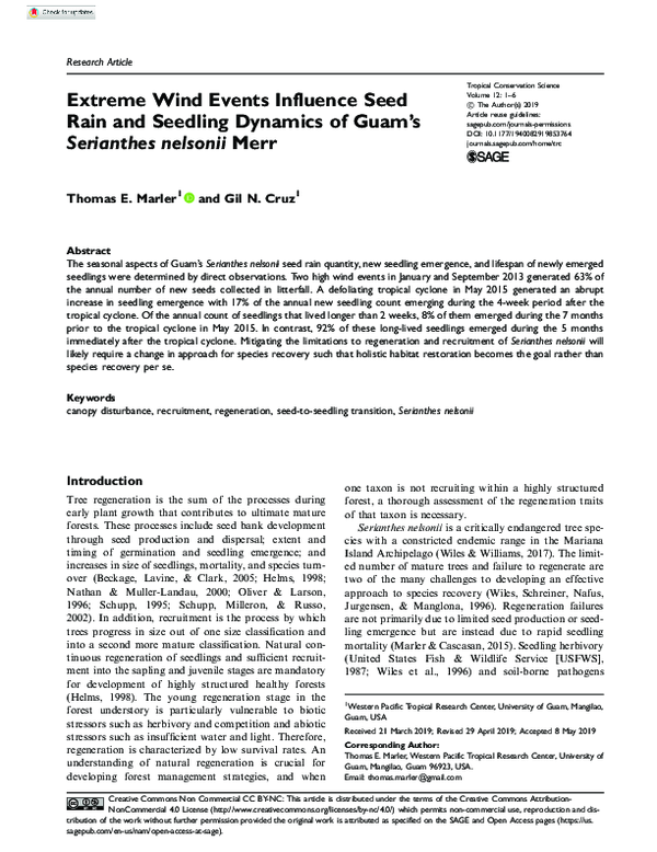 (PDF) Extreme Wind Events Influence Seed Rain and Seedling Dynamics of ...
