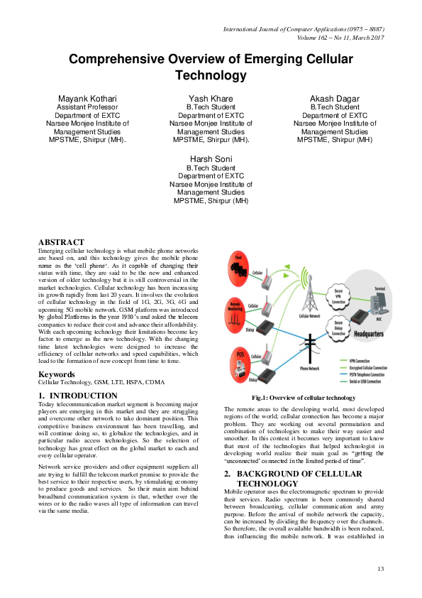 (PDF) Comprehensive Overview of Emerging Cellular Technology