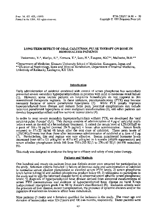 (PDF) Long-term effect of oral calcitriol pulse therapy on bone in ...