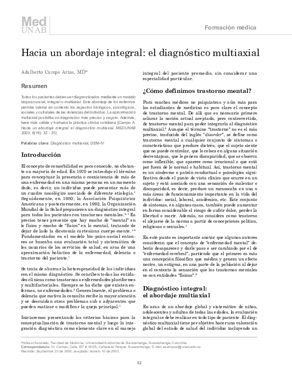 (PDF) Multiaxial diagnosis: An integral approach
