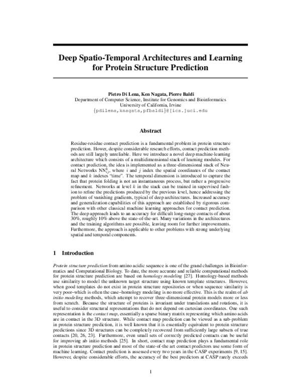 Pdf Deep Spatio Temporal Architectures And Learning For Protein