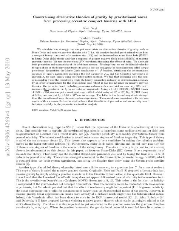 Pdf Constraining Alternative Theories Of Gravity By Gravitational Waves From Precessing