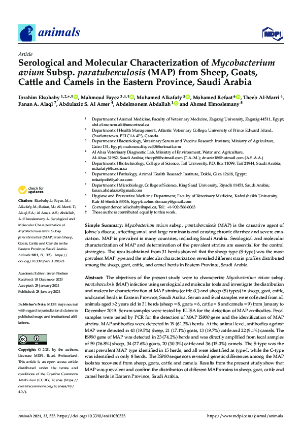 (PDF) Serological and Molecular Characterization of Mycobacterium avium Subsp. paratuberculosis ...
