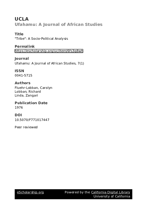 (PDF) Tribe": A Socio-Political Analysis