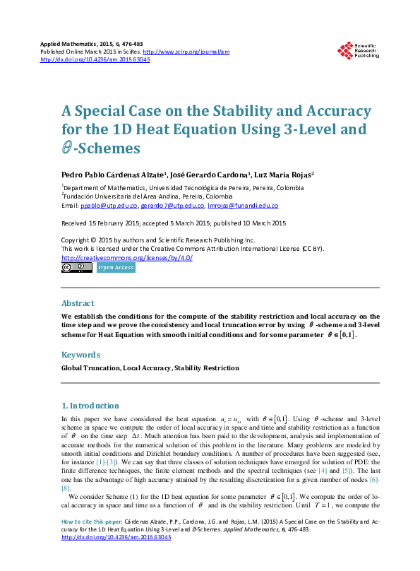 (PDF) A Special Case on the Stability and Accuracy for the 1D Heat ...