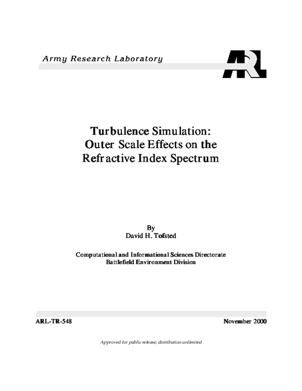(PDF) Turbulence Simulation: Outer Scale Effects on the Refractive ...
