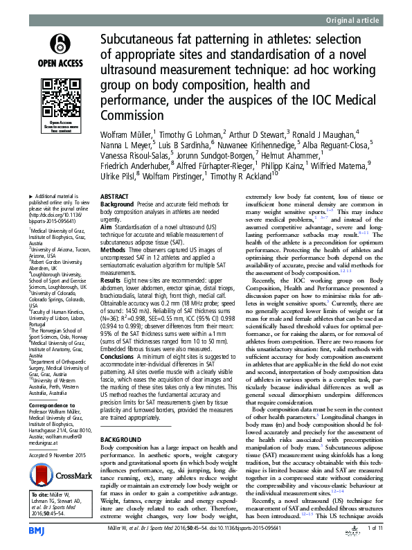 (PDF) Subcutaneous fat patterning in athletes: selection of appropriate ...