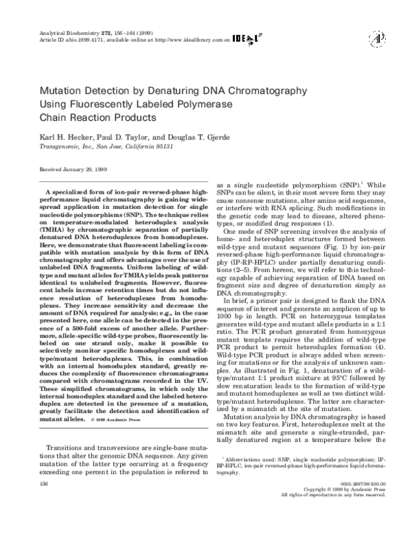 (PDF) Mutation Detection by Denaturing DNA Chromatography Using ...
