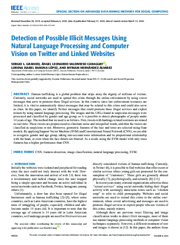 (PDF) Detection of Possible Illicit Messages Using Natural Language Processing and Computer ...
