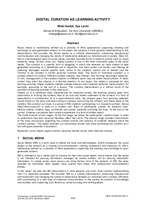 (PDF) Digital Curation as Learning Activity