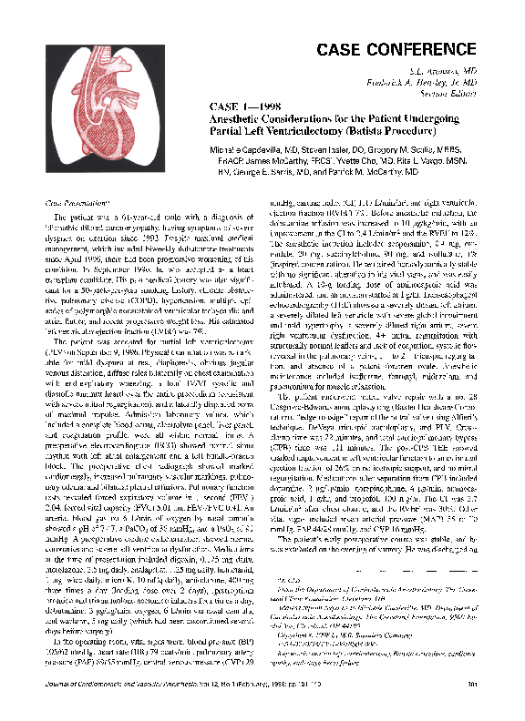 (PDF) Anesthetic considerations for the patient undergoing partial left ...