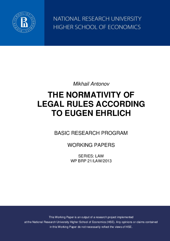 (PDF) The Normativity of Legal Rules According to Eugen Ehrlich