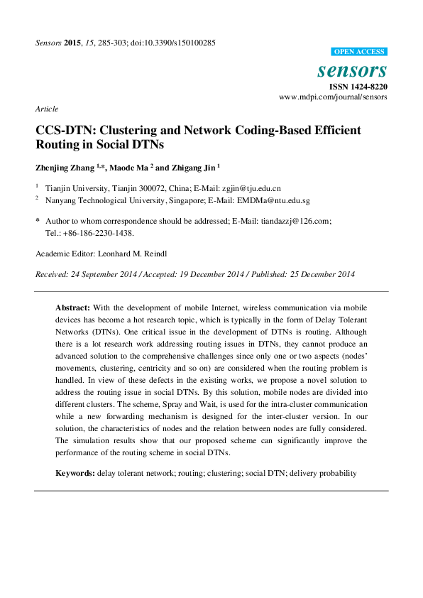 Pdf Ccs Dtn Clustering And Network Coding Based Efficient Routing In Social Dtns