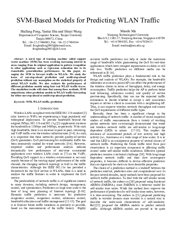 (PDF) SVM-Based Models for Predicting WLAN Traffic