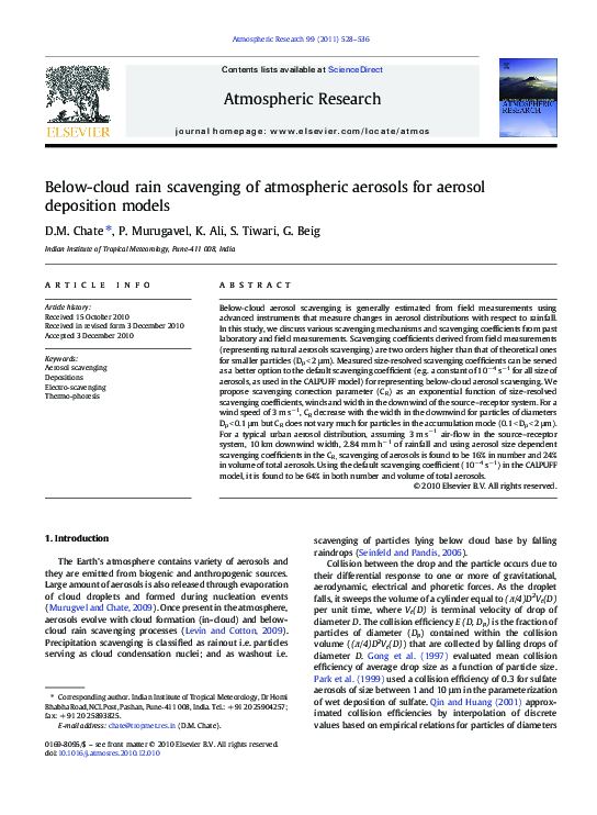 (PDF) Below-cloud rain scavenging of atmospheric aerosols for aerosol deposition models