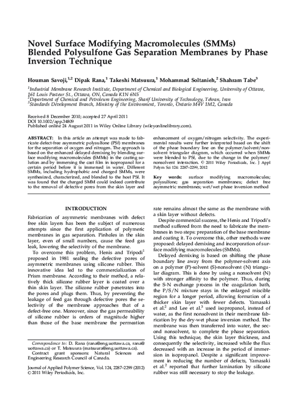 (PDF) Novel surface modifying macromolecules (SMMs) blended polysulfone ...