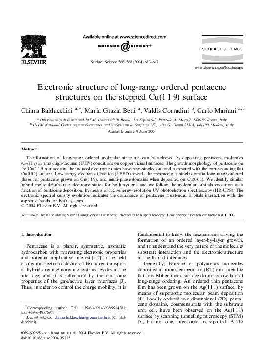 (PDF) Electronic structure of long-range ordered pentacene structures ...