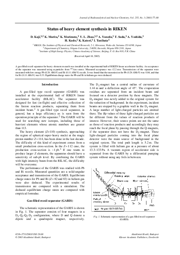 (PDF) Heavy Element Synthesis at RIKEN