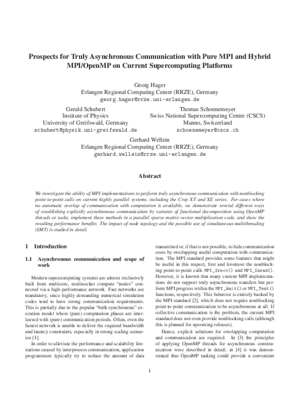 (PDF) Prospects for Truly Asynchronous Communication with Pure MPI and ...