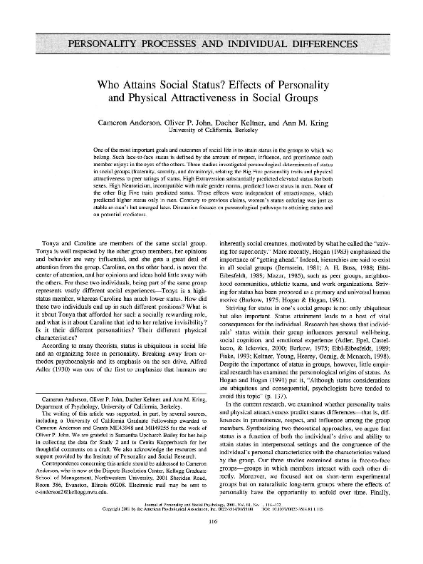 (PDF) Who Attains Social Status? Effects of Personality and Physical ...
