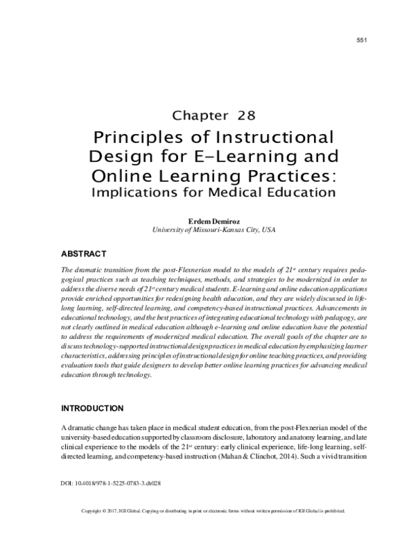 (PDF) E-Learning Design Principles for Medical Education