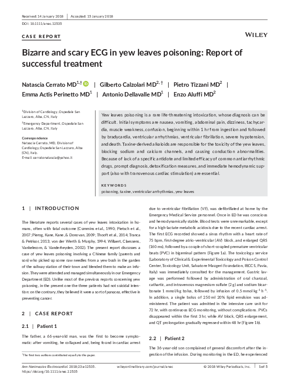 (PDF) Bizarre and scary ECG in yew leaves poisoning: Report of ...