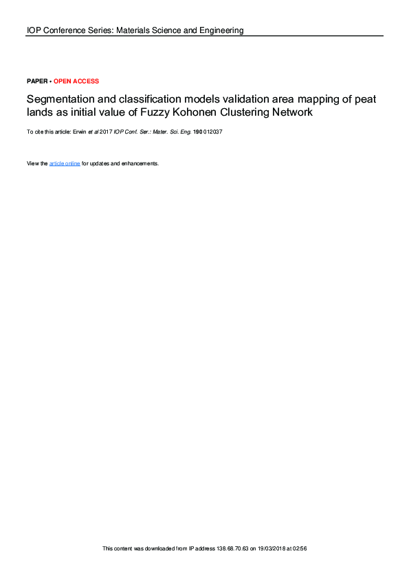 (PDF) Segmentation and classification models validation area mapping of peat lands as initial ...