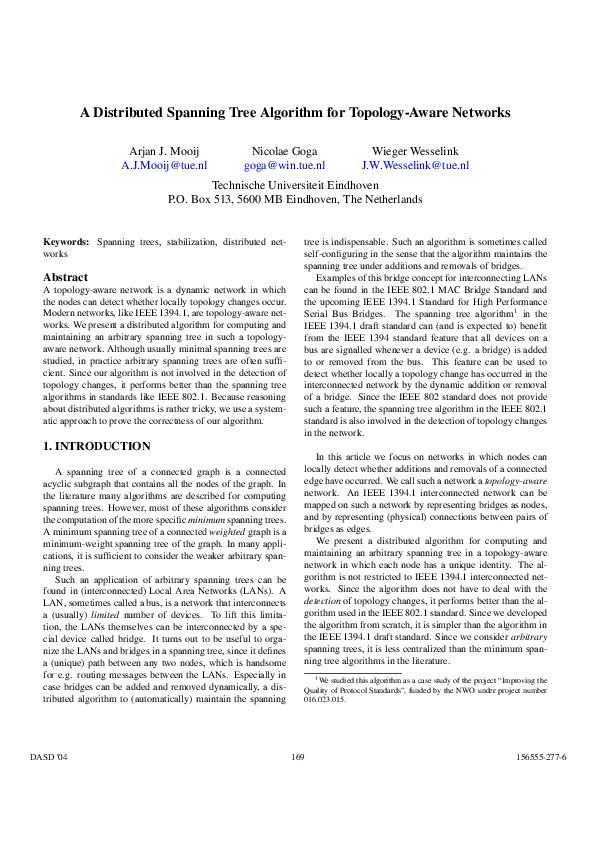 Pdf A Distributed Spanning Tree Algorithm For Topology Aware Networks