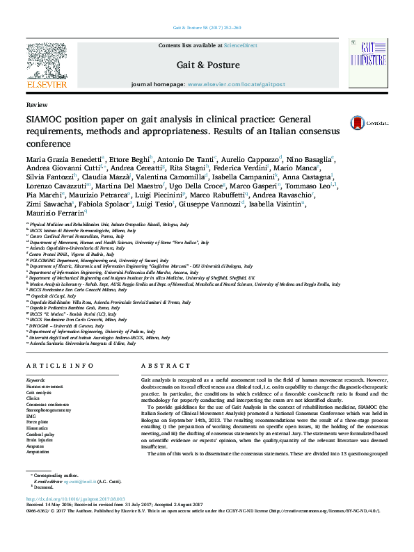 (PDF) SIAMOC position paper on gait analysis in clinical practice ...