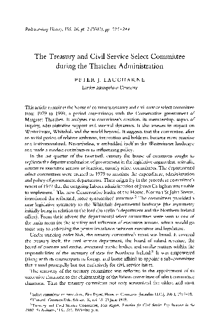 (PDF) The Treasury and Civil Service Select Committee during the ...