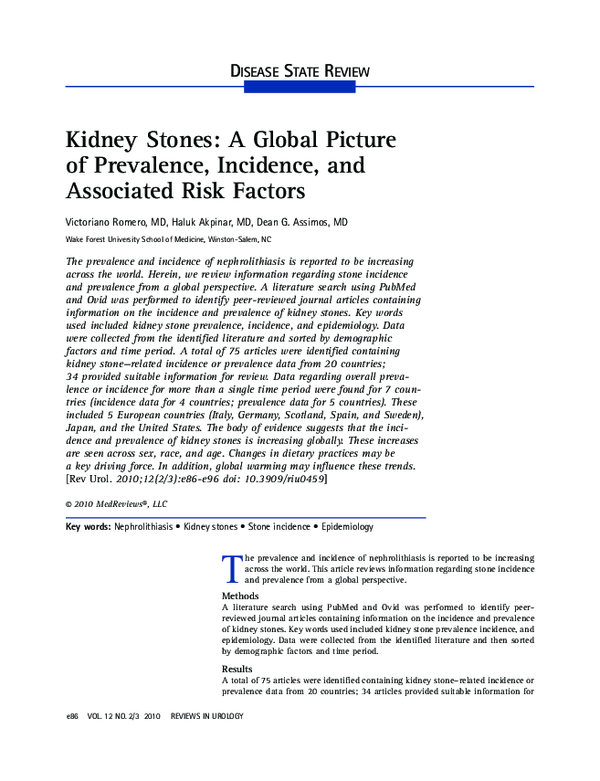 (PDF) Kidney stones: a global picture of prevalence, incidence, and ...