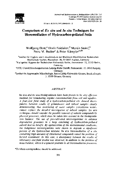 (PDF) Comparison of ex situ and in situ techniques for bioremediation ...
