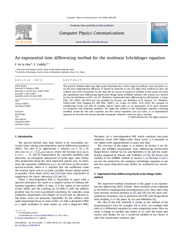 (PDF) An exponential time differencing method for the nonlinear Schrödinger equation