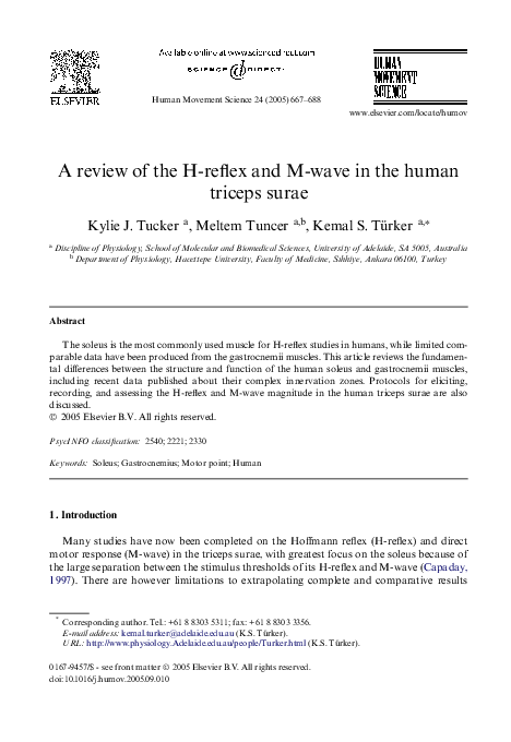(PDF) A review of the H-reflex and M-wave in the human triceps surae ...