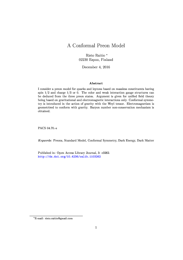 (PDF) A Conformal Preon Model