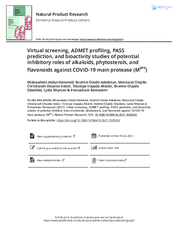 (PDF) Virtual screening, ADMET profiling, PASS prediction, and ...