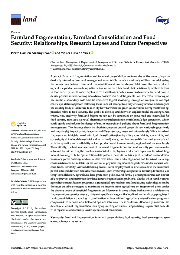 (PDF) Farmland Fragmentation, Farmland Consolidation and Food Security ...