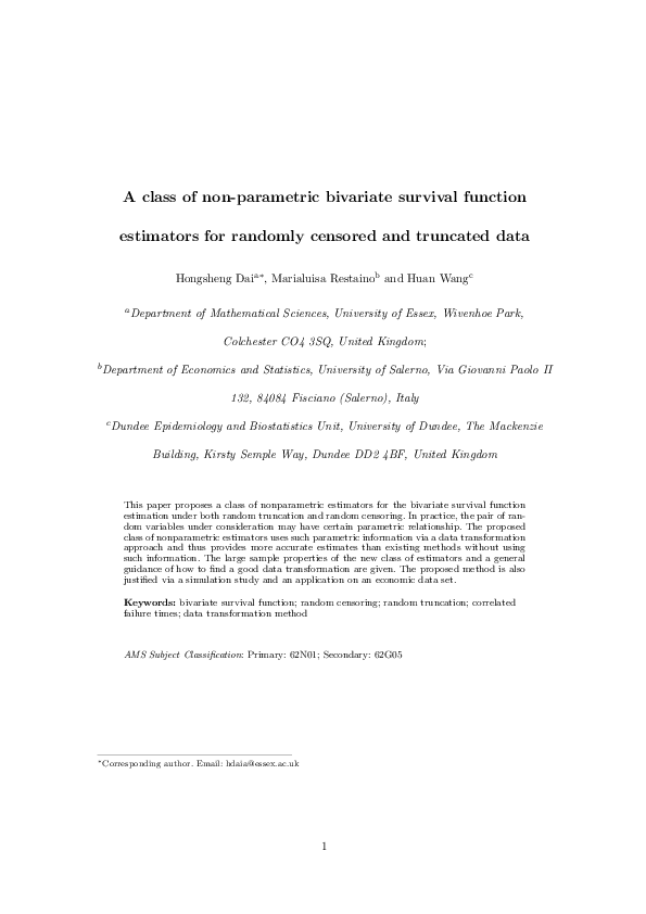 Pdf A Class Of Nonparametric Bivariate Survival Function Estimators For Randomly Censored And