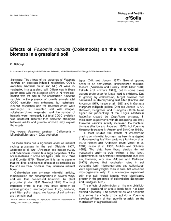 (PDF) Effects of Folsomia candida (Collembola) on the microbial biomass ...